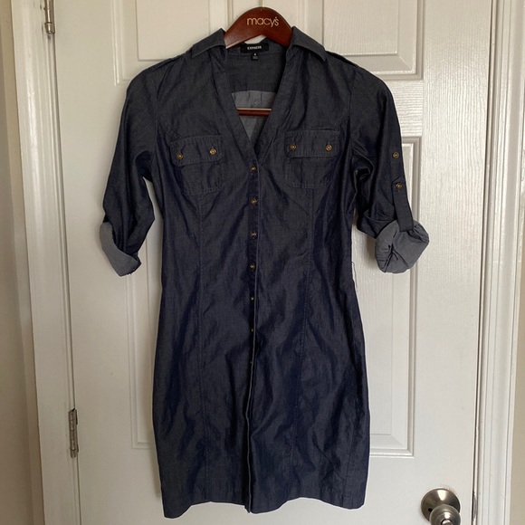 Express | Dresses | Denimchambray Express Button Up Shirt Dress | Poshmark